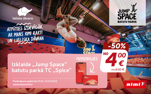 Rimi - Izklaide „Jump Space” batutu parkā TC „Spice”