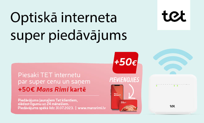 Rimi - Piesaki TET internetu un saņem +50 EUR Mans Rimi kartē